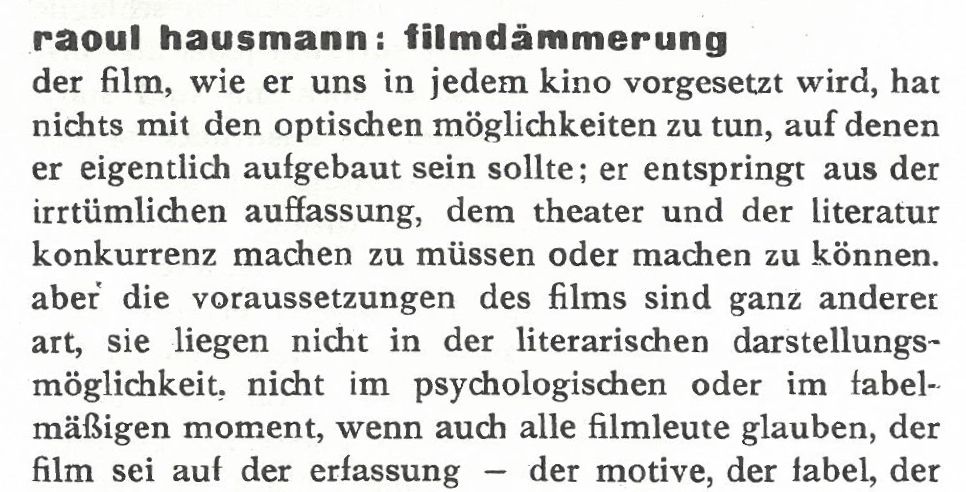 A Functionalist Cinema: “Twilight of Film” by Raoul Hausmann - Frames ...